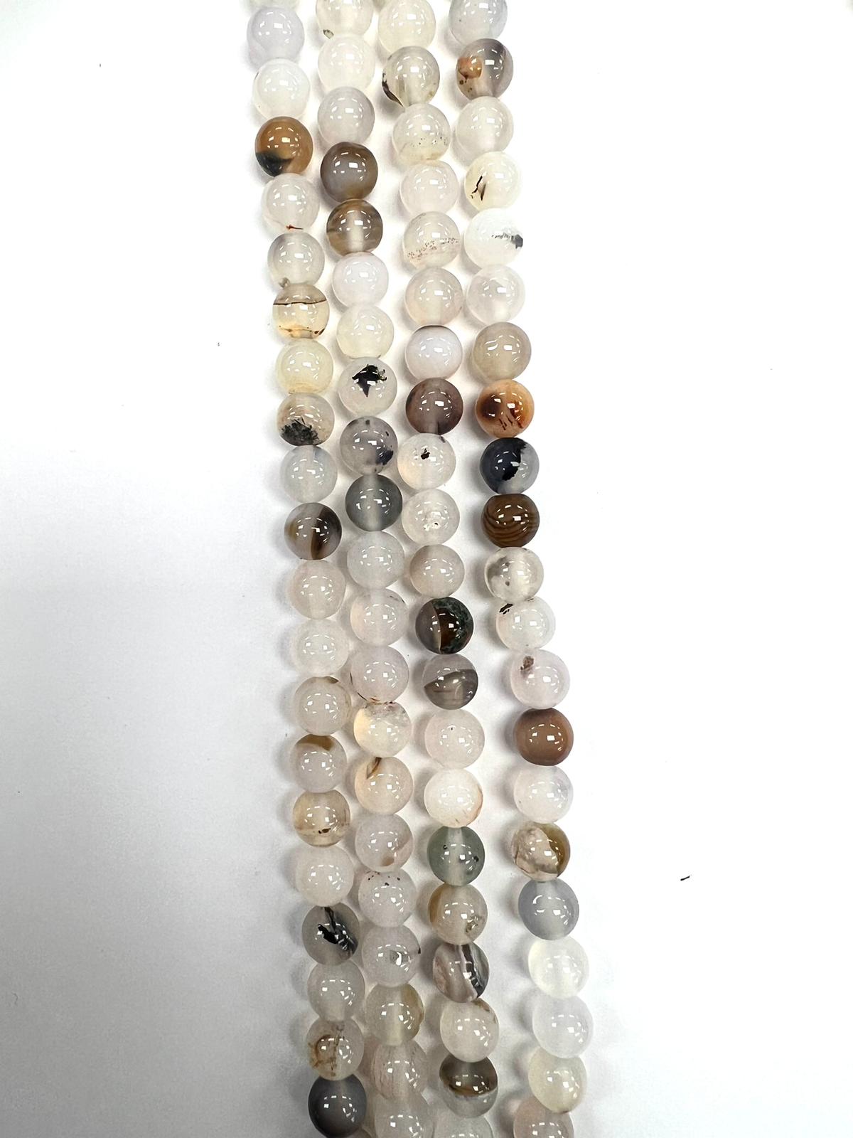 White Moss Agate 8mm Natural Stone Beads – Bead Store Calgary